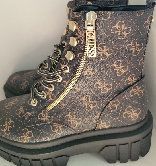 Guess | Shoes | Guess Boots Women 8m Brown Gold Platform Ferina Vegan ...